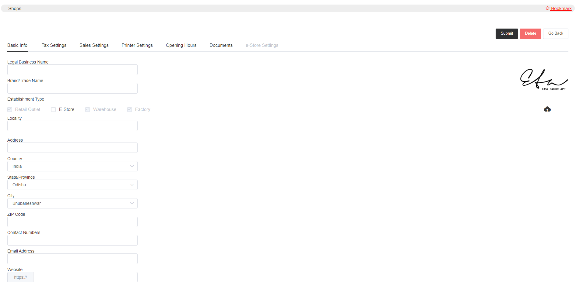 Shops – EasyTailorApp.com Support