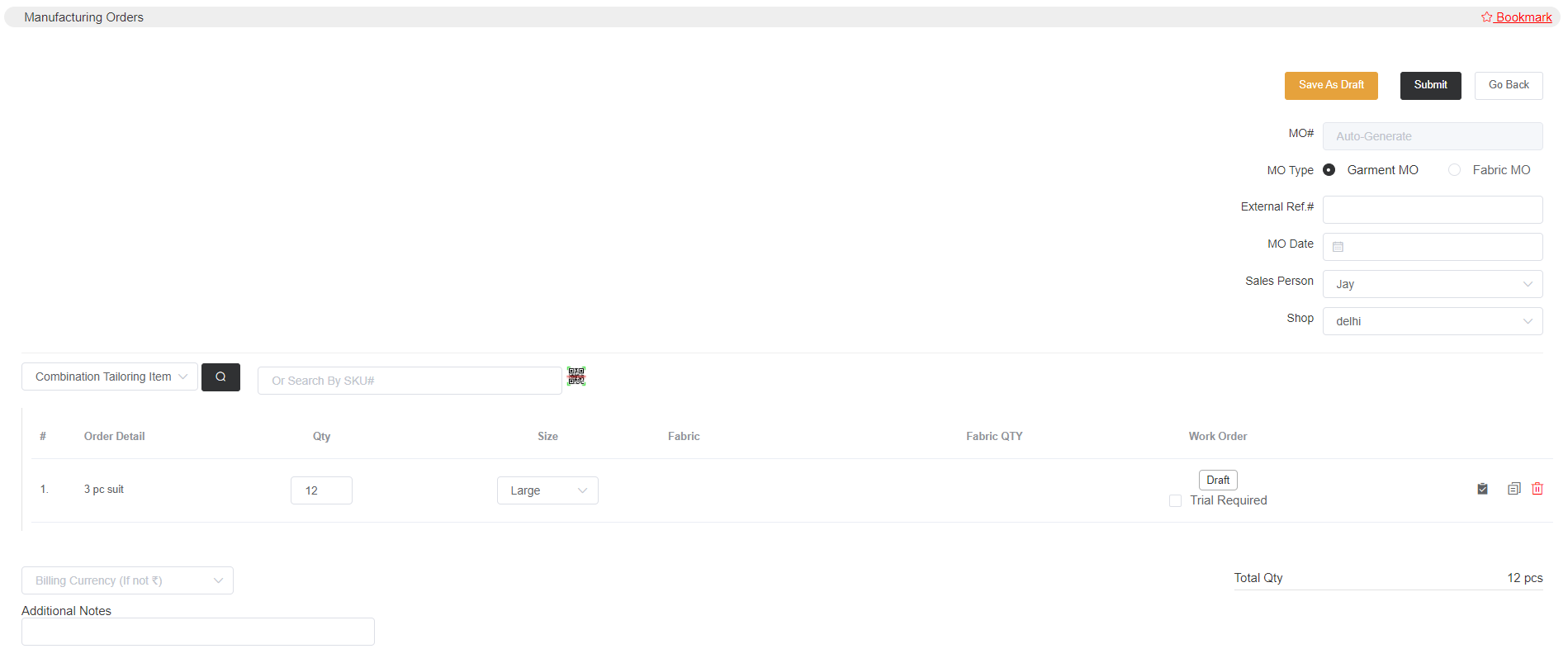 Manufacturing Orders – EasyTailorApp.com Support