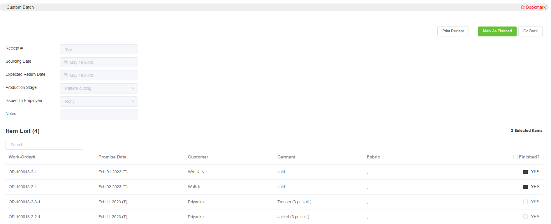 Custom Batch Support