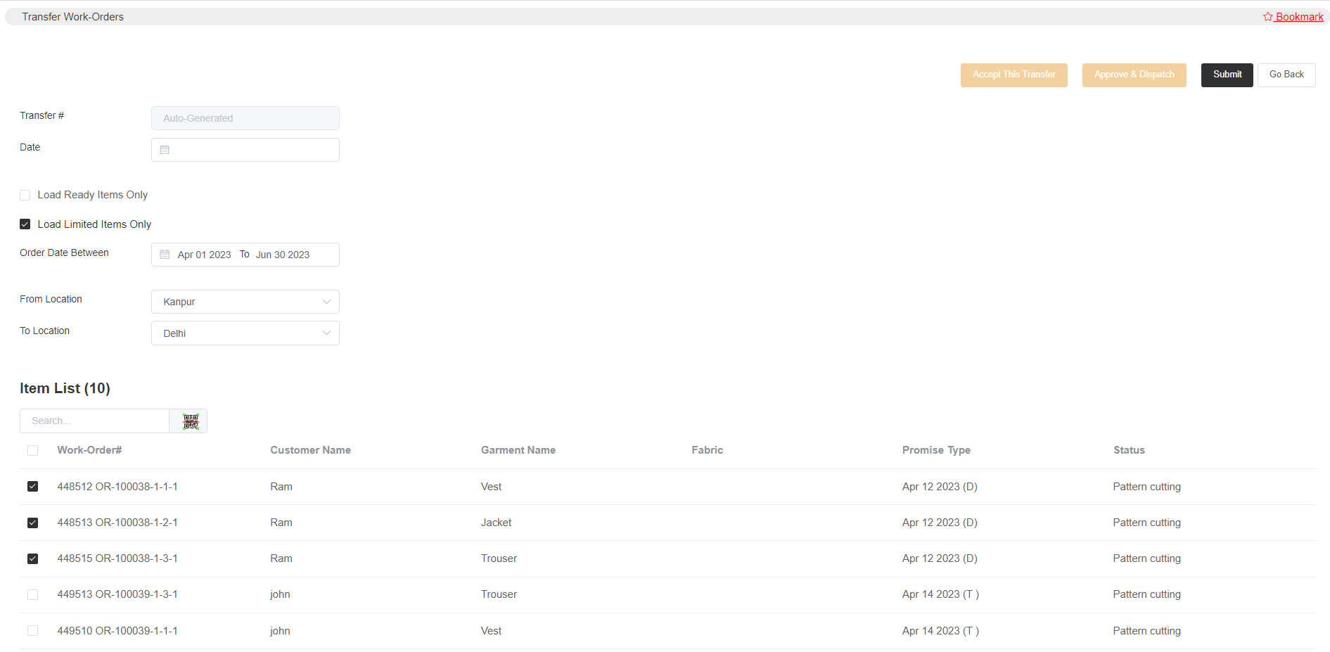 Transfer Work-Orders – EasyTailorApp.com Support